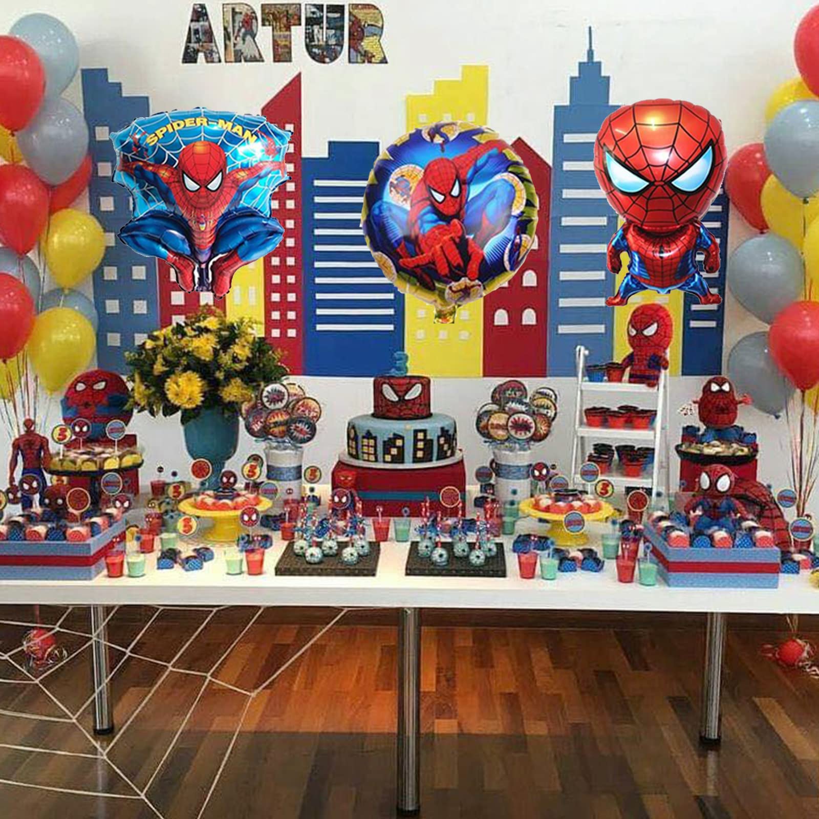 Superhero Balloons for Kids Birthday Baby Shower Super Hero Theme Party Decorations (Spider)