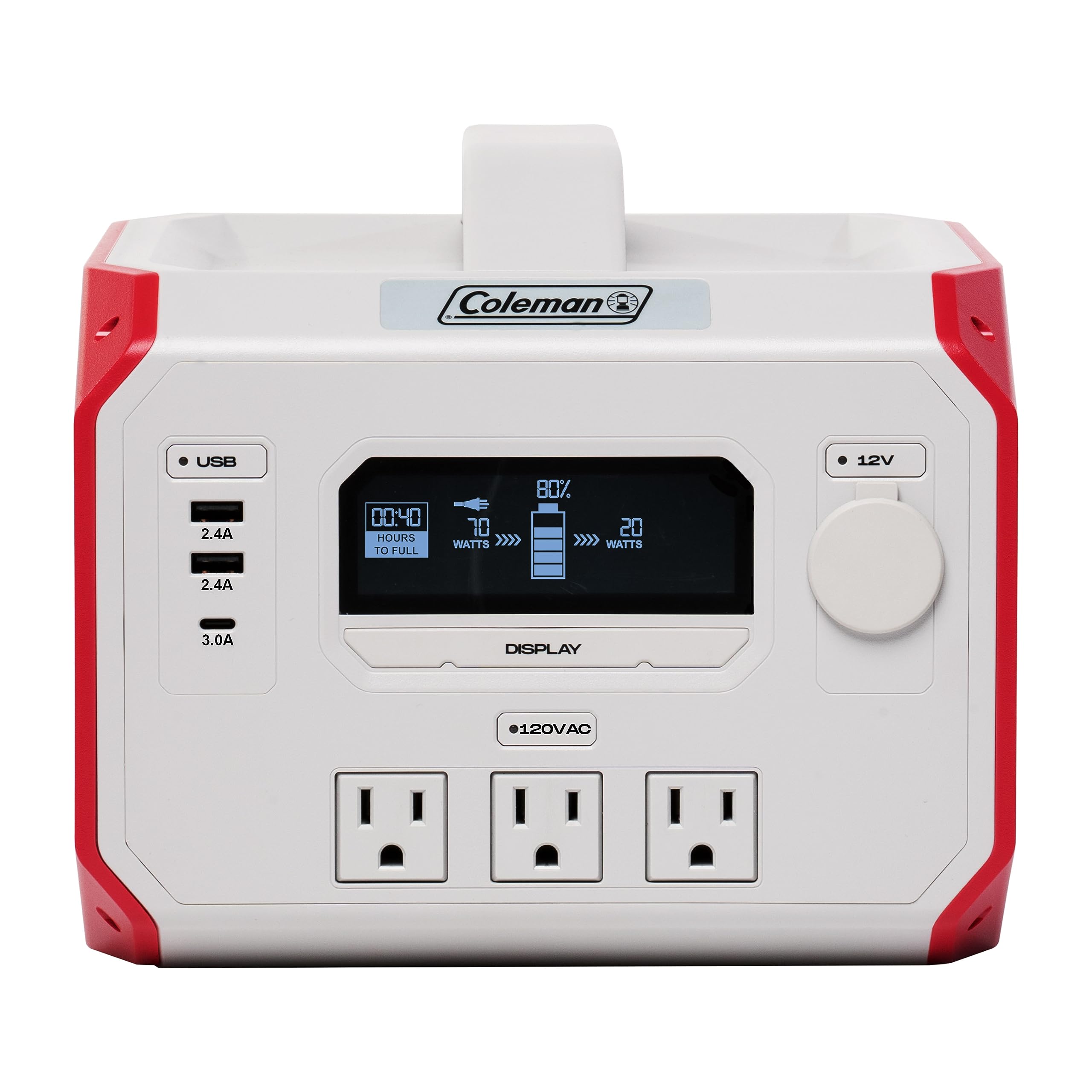 Coleman Voyager Go 500 Battery Generator - Portable Power Station, 478Wh Lithium-Ion Battery, 500W Pure Sine Wave Inverter, Fast Charging, Solar Generator for Home Backup Power, Camping & RVs