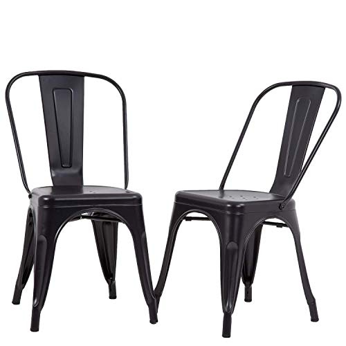 FDW Metal Dining Chairs Set of 2 Patio Chair Indoor Outdoor Chairs Kitchen Metal Chairs Restaurant Chair 18 Inch Seat Height Metal Stackable Chair 330LBS Weight Capacity Tolix Side Bar Chairs