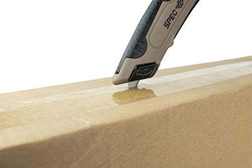 Spec Ops Tools Safety Knife Box Cutter, Includes Holster & Lanyard, 3% Donated to Veterans, black/tan