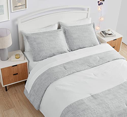 Poppy & Fritz | Stripe Collection| Duvet Cover Set- 100% Cotton Ultra Soft, All Season Bedding, Pre-Washed for Added Softness, Twin, Grey