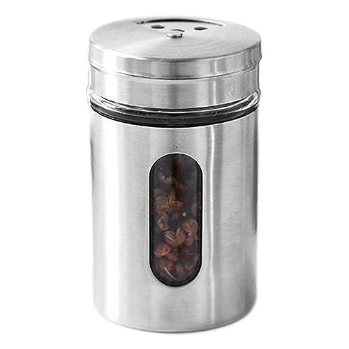 Salt Shaker, 80ml Seasoning Pepper Bottles with Rotary Cap, Stainless Steel Spice Dispenser, Spout Shape Salt Shaker, Salt Grinder and Container for Home Hotels Black Pepper White Pepper and Salts