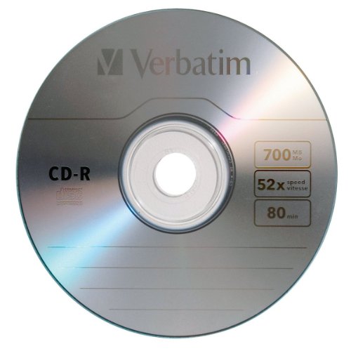 Verbatim CD-R Blank Discs 700MB 80-Minutes 52X Recordable Disc for Data and Music - 10 Pack Slim Cases