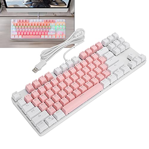 GOWENIC Green Axis Mechanical Keyboard, Gaming Keyboard, Computer Supplies, USB Wired Backlight Double Color 87 Button Count, for Laptop, Desktop, Computer, PC, Ergonomic Design