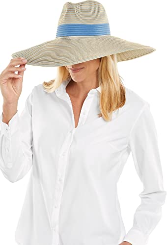 Coolibar UPF 50+ Women's Novara Wide Brim Hat - Sun Protective (One Size- Light Blue)