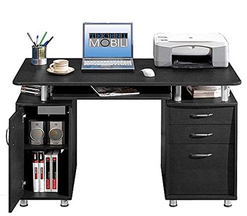 Kiwifruit Office Desk Computer Table Study Writing Desk Workstation Sturdy MDF Board w/Storage for Home Office 45 inch W x 22 inch D x 29 inch H, Black