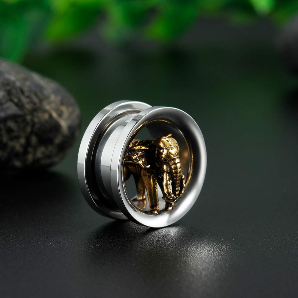 COOEAR Ear Gauges Cool Plugs and Tunnels Elephant Logo Stretchers Piercing 0g to 1" Gift Packing Expander.