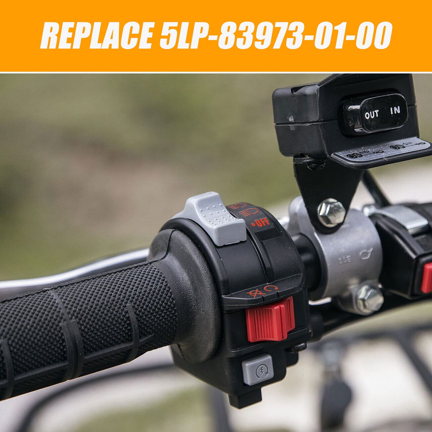 Engine Switch Left Handlebar Headlight Switch Compatible with Yamaha YFM Grizzly 350 400 660 Big Bear 250 400 Bruin 250 350 Kodiak 400 450 Raptor 350 660 Wolverine 350 450 Replace 5LP-83973-01-00