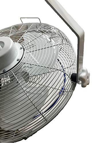 VES Moisture Resistant Outdoor Wall/Ceiling Mount Shop Fan/Industrial Basket Fan for Cooling and Ventilation (18 inch, White)