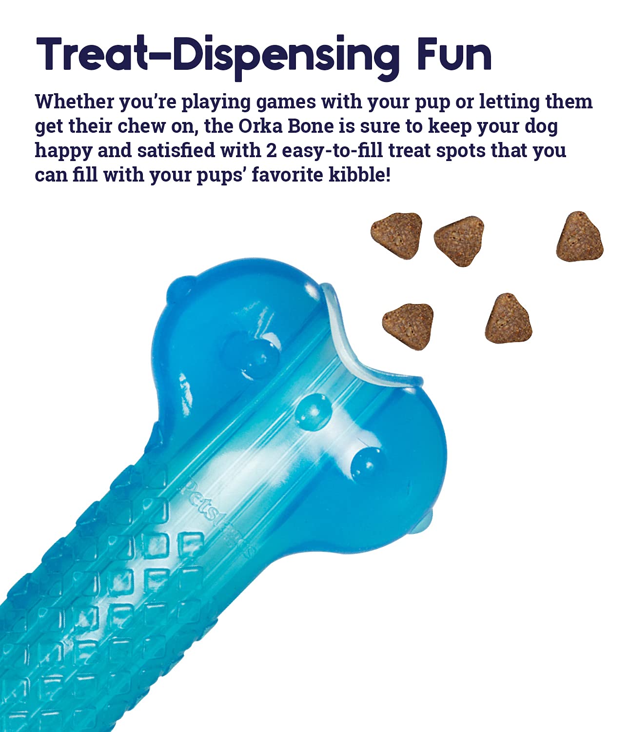 Petstages Orka Bone Royal Blue Treat-Dispensing Dog Chew Toy