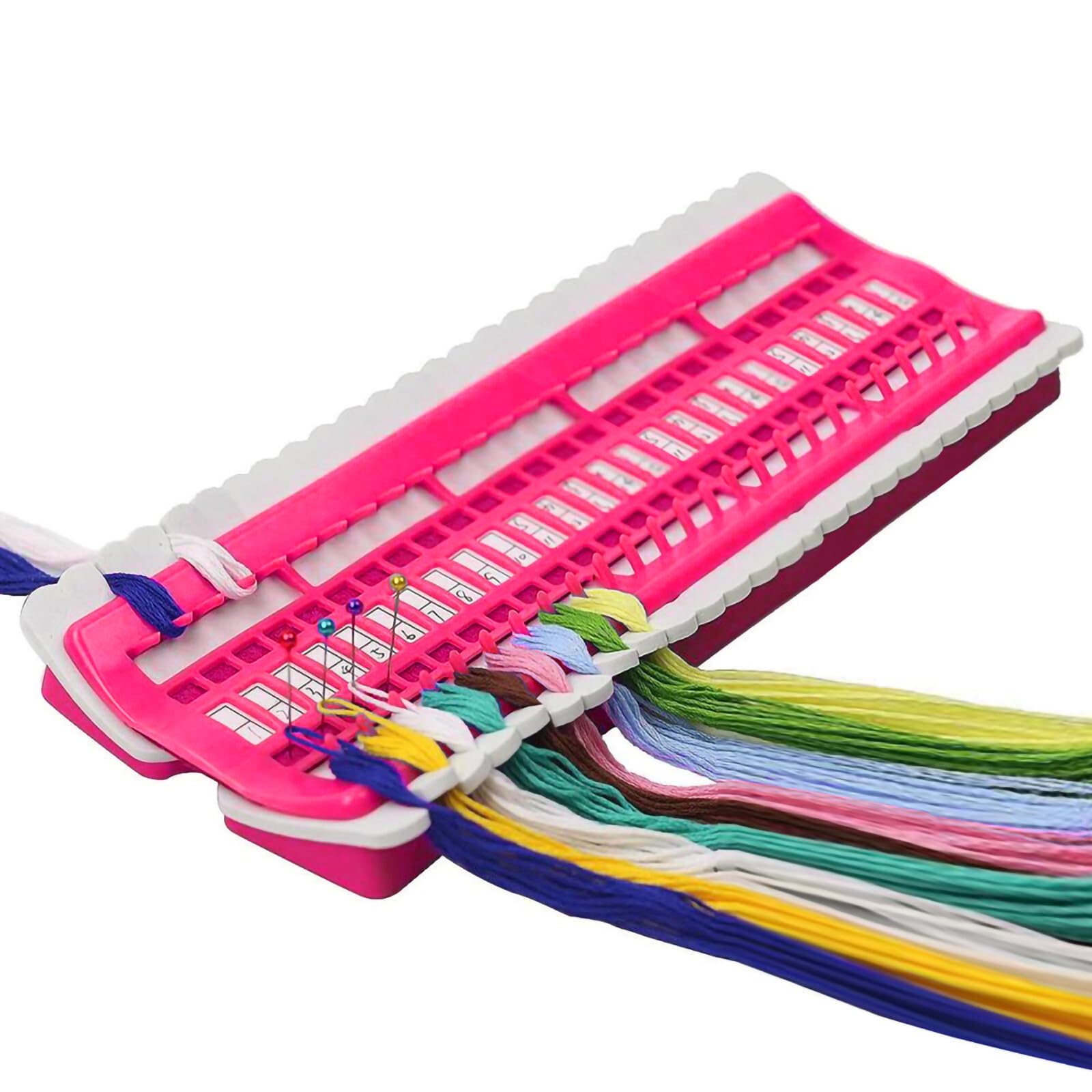 Felenny 50 Positions Floss Organizer Embroidery Shelf, Cross Stitch Thread Organizer Floss Bobbins Embroidery Thread Holder with 4 Blank Code Cards Sewing Tools for Thread Craft DIY Sewing Storage