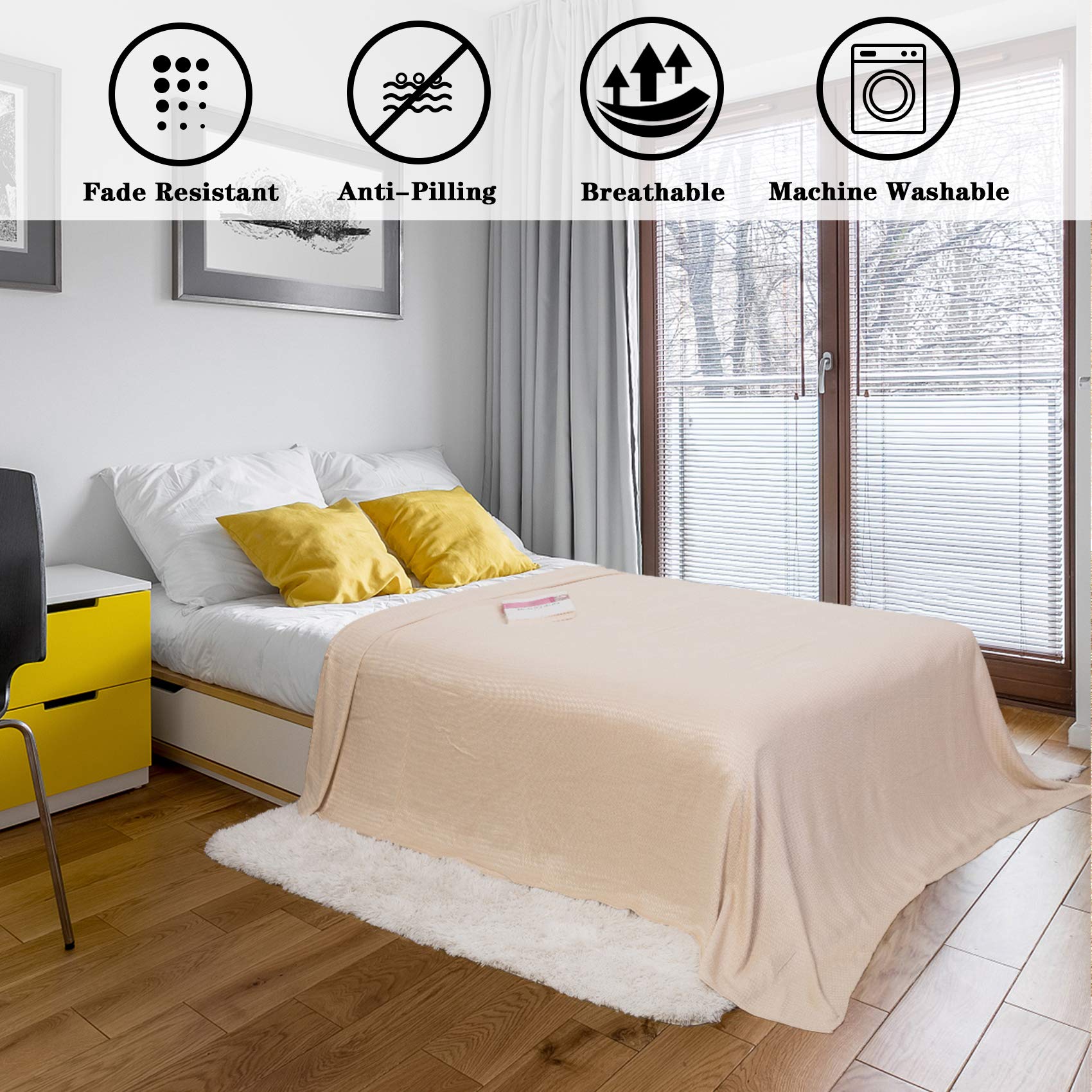Cooling Blanket Full Size - 100% Rayon Derived from Bamboo, Summer Blanket for Hot Sleepers, Soft Comfy Lightweight Cool Blankets for Hot Sleepers (80x91 inches)