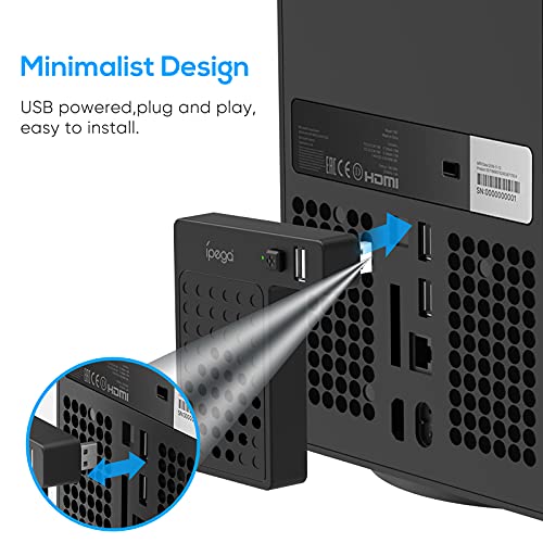 Cooling Fan for Xbox Series X Console, Game Console Cooler Cooling System Accessories with External USB Port for Xbox Series X