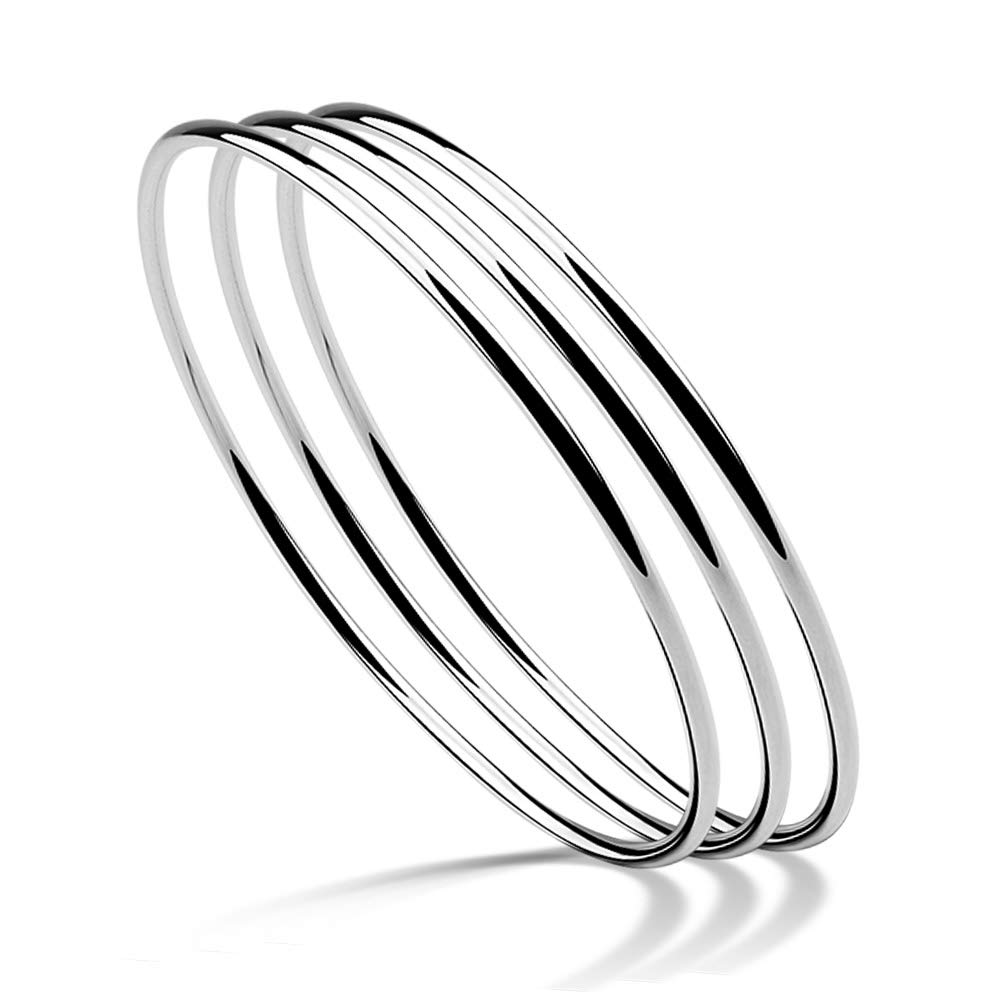 Dankadi Minimalist Women Bracelet 925 Sterling Silver 3 Ring Bangle Diameter 60-65MM Original Design Bracelet DIY Jewelry Birthday Gift (60mm silver 3 loop)