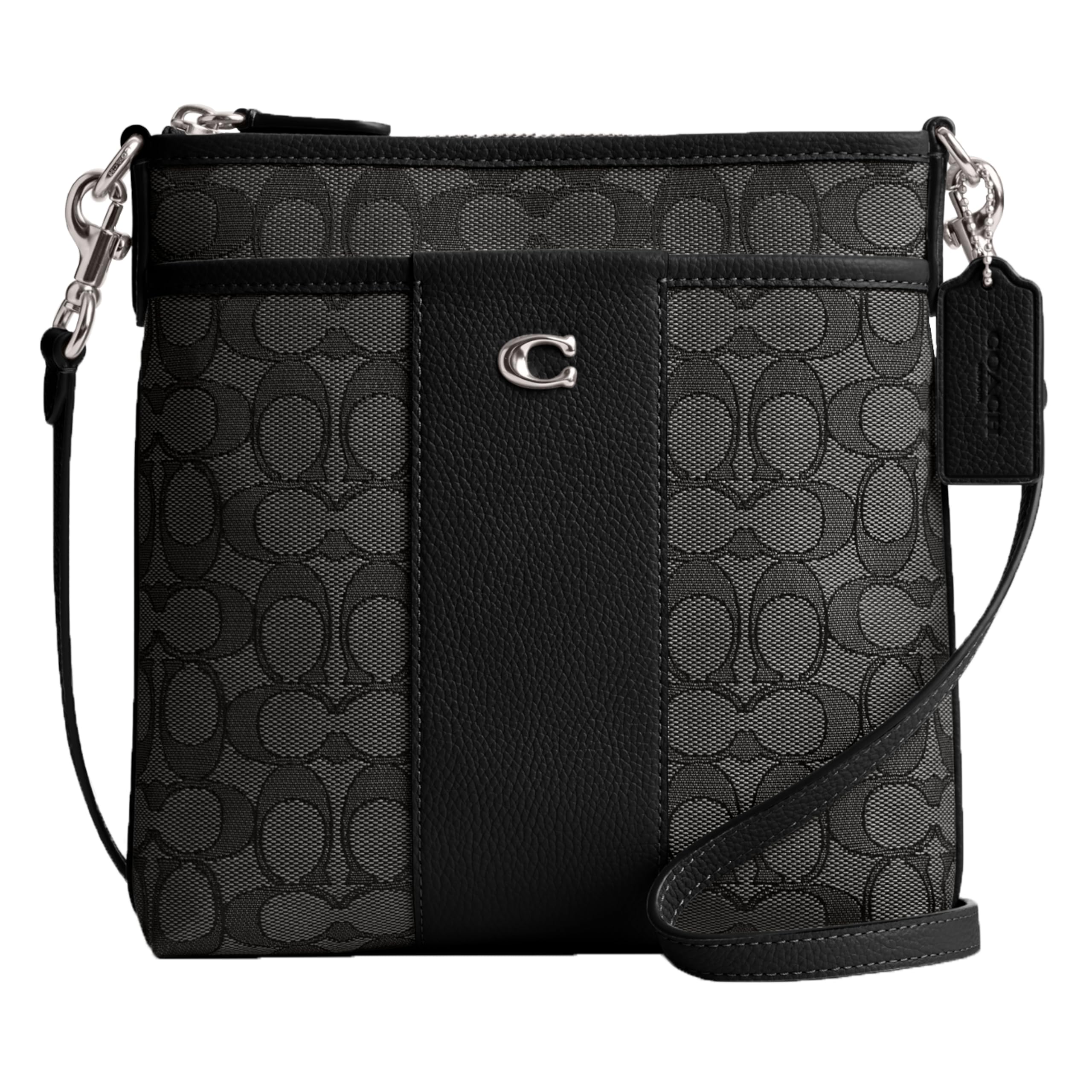 COACH Box Program Signature Jacquard Kitt, Smoke Black, One Size