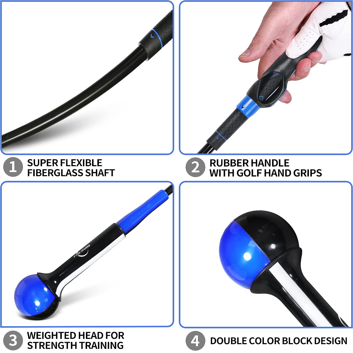 ENHUA GOLF Swing Trainer Aid Improve Flexibility Tempo,Speed Rhythm, Balance and Strength Training. Weighted Warm-Up Sticks Club for Indoor/Outdoor Swing Correction Grip Practice (Orange)