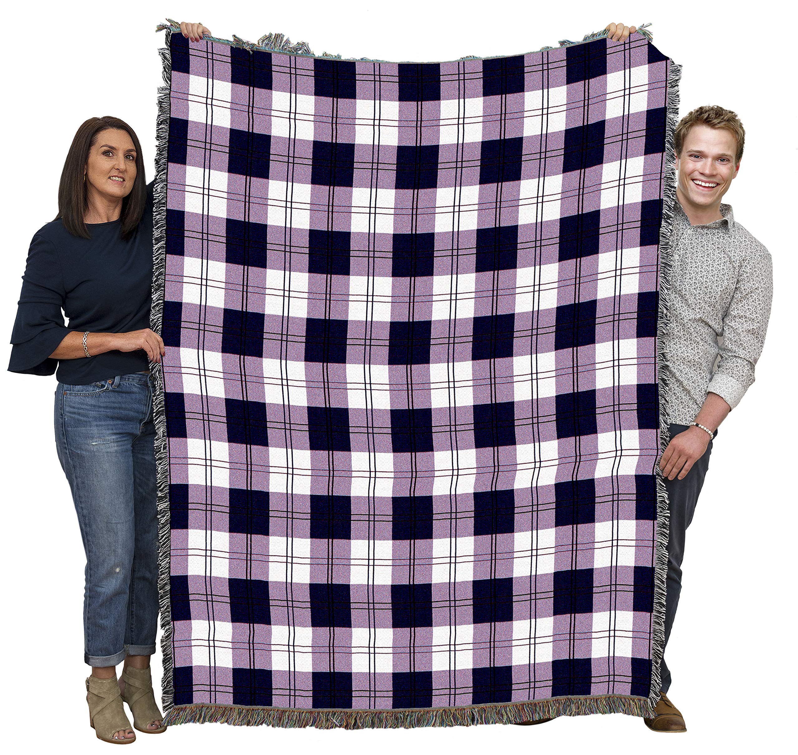 Pure Country Weavers Boysenberry Plaid Blanket - Gift Tapestry Throw Woven from Cotton - Made in The USA (72x54)