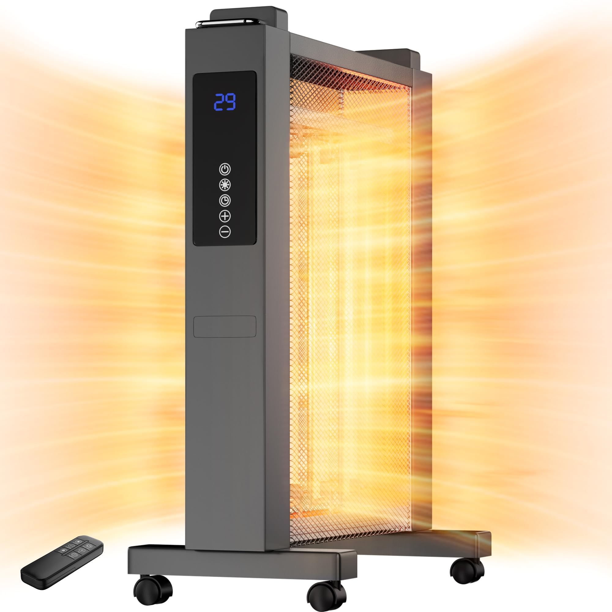 KEGIAN Space Heater,1500W Whole Room Heater for Indoor Use, Portable Electric Heater,Remote Control,12h Timer, Adjustable Thermostat, Convection Panel Heater for Large Room Office Garage (25 Inch)
