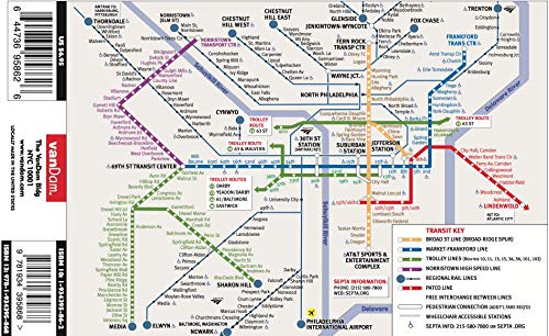 Philadelphia Pop-Up Map by VanDam — Laminated pocket size pop-up map of Central Philadelphia with all attractions, museums, sights, hotels & SEPTA Transit Map
