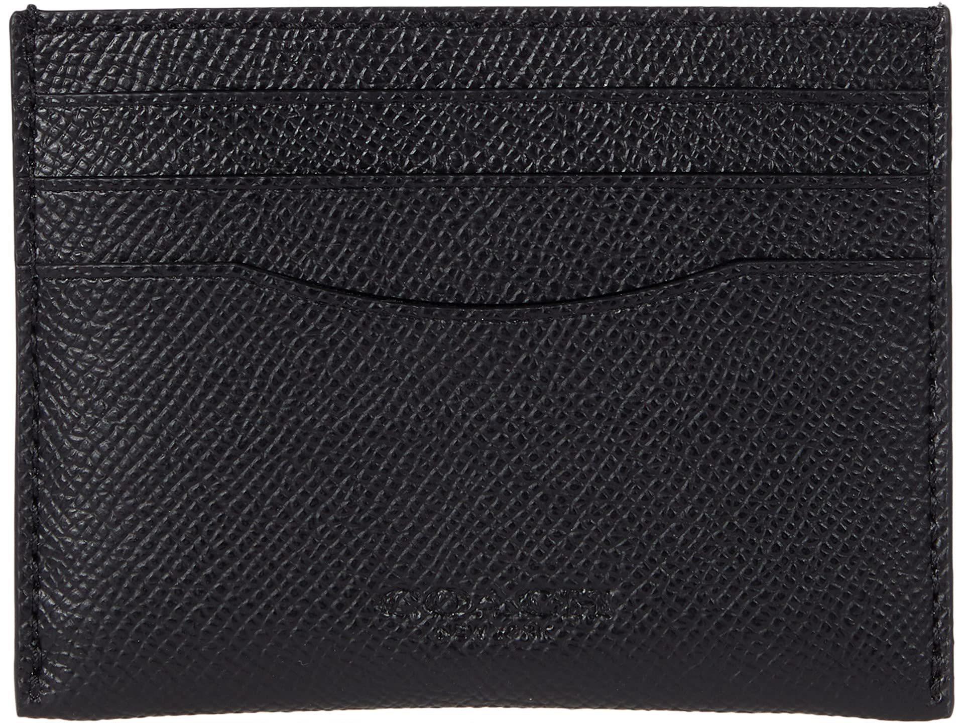 Coach Flat Card Case in Cross Grain Black One Size