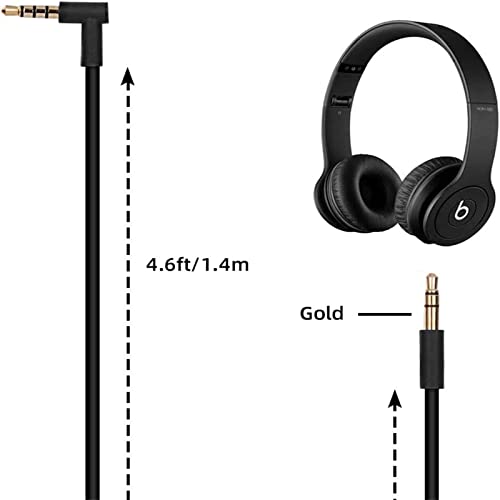 Replacement Audio Cable Cord Wire Compatible with Beats by Dr Dre Solo2 Solo3/Studio 2 3 Pro/Detox/Wireless/Mixr/Executive/Pill Headphones Aux Cord with Microphone & Volume Control(4.6FT, Black)