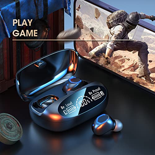 PMOPDSNNE Wireless Earbuds Bluetooth 5.3 True Wireless Headphones with LED Display Charging Case IPX7 Waterproof USB-C Button Control Powerful Bass in Ear Earphones One-Step Pairing Headset