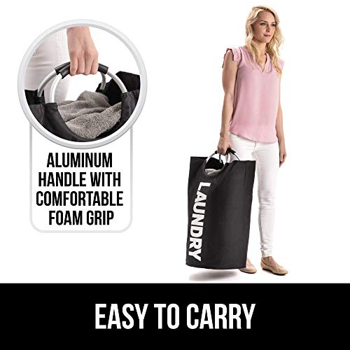 Gorilla Grip Laundry Basket and 3 Piece Packing Cubes, Laundry Basket Size 115L, Easy Carry Handles, Space Saving Travel Bags for Carry On in Multiple Sizes, Mesh Zipper, Both in Black, 2 Item Bundle