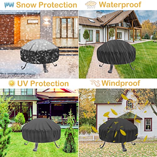 Firepit Cover Round,Waterproof Outdoor Fire Pit Covers 36inch ,Fireplace Cover Heavy Duty fire Place Cover with PVC Coating