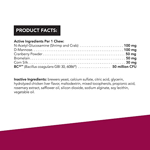 VETRISCIENCE UT Strength Feline Urinary Tract Supplement for Cats β Chews for Urinary Tract Support with Cranberry Powder, Bromelain, and Probiotics