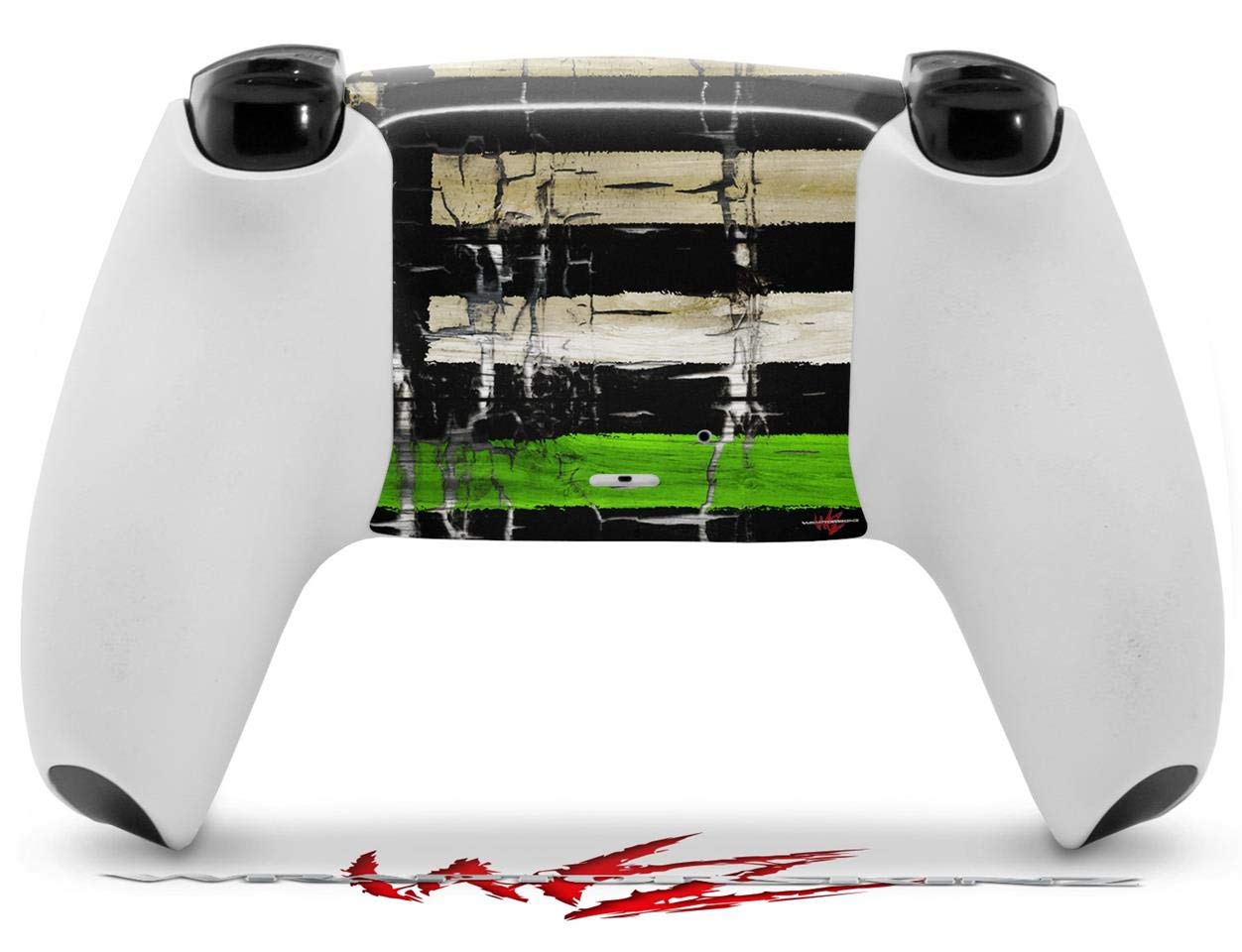 WraptorSkinz Skin Wrap compatible with Sony PS5 DualSense Controller Painted Faded and Cracked Green Line USA American Flag (CONTROLLER NOT INCLUDED)