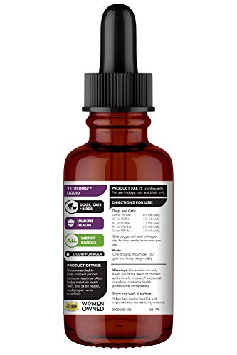 VetriScience Vetri DMG Liquid Drop Immune Support Supplement for Dogs, Cats and Birds, 112mL Bottle