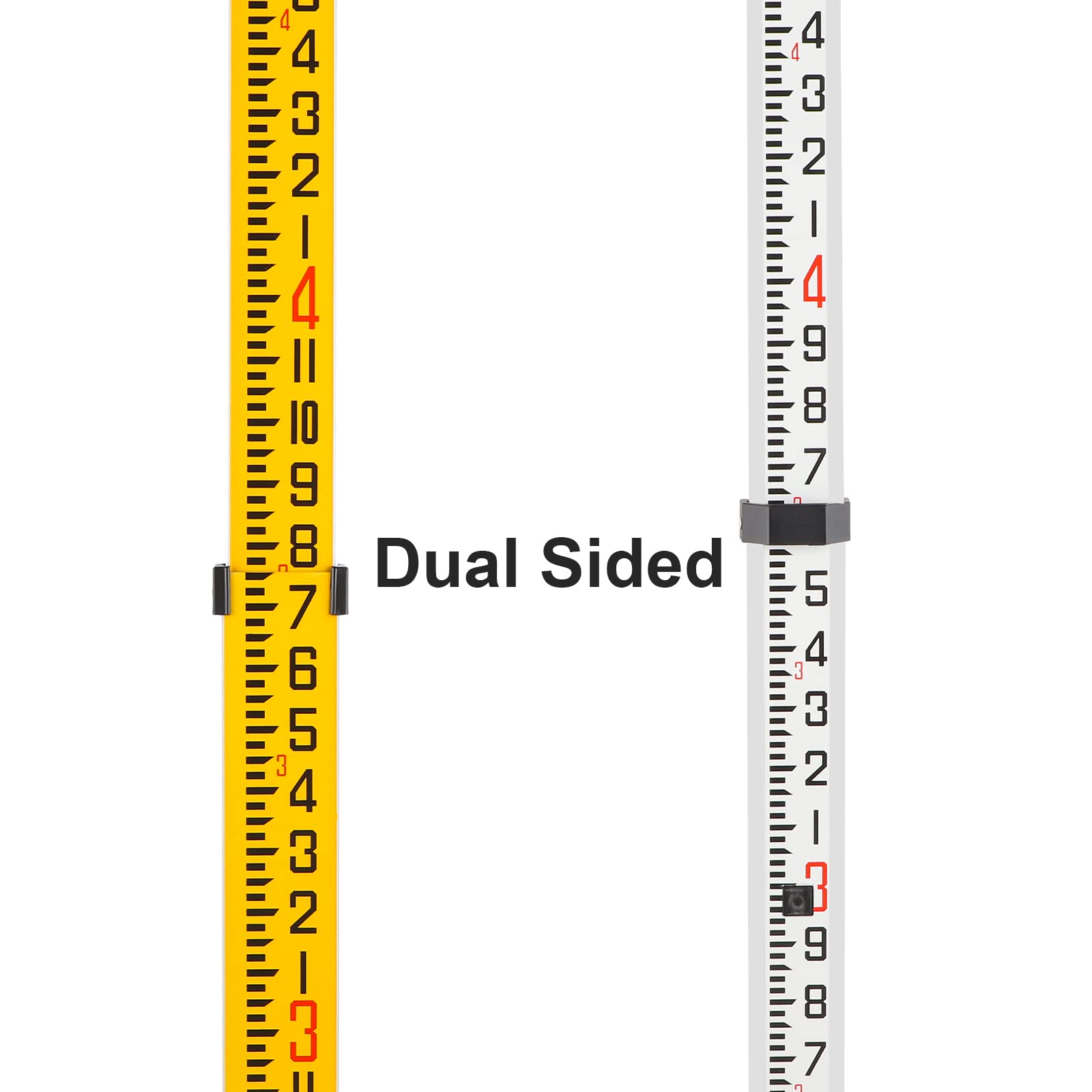 Firecore 16-Foot Aluminum Grade Rod - 8ths, 5 Sections Dual Sided Telescoping Leveling Rod with Bubble Level and Carrying Case - FLR500C