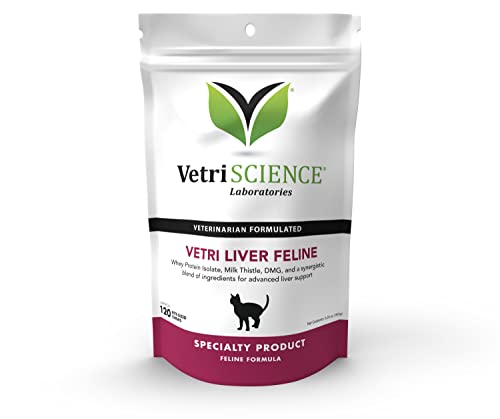 VETRISCIENCE Vetri Liver Feline, Chicken Flavor, 120 Chews - Advanced Liver Support Supplement for Cats with Milk Thistle, DMG and Whey Protein Isolate