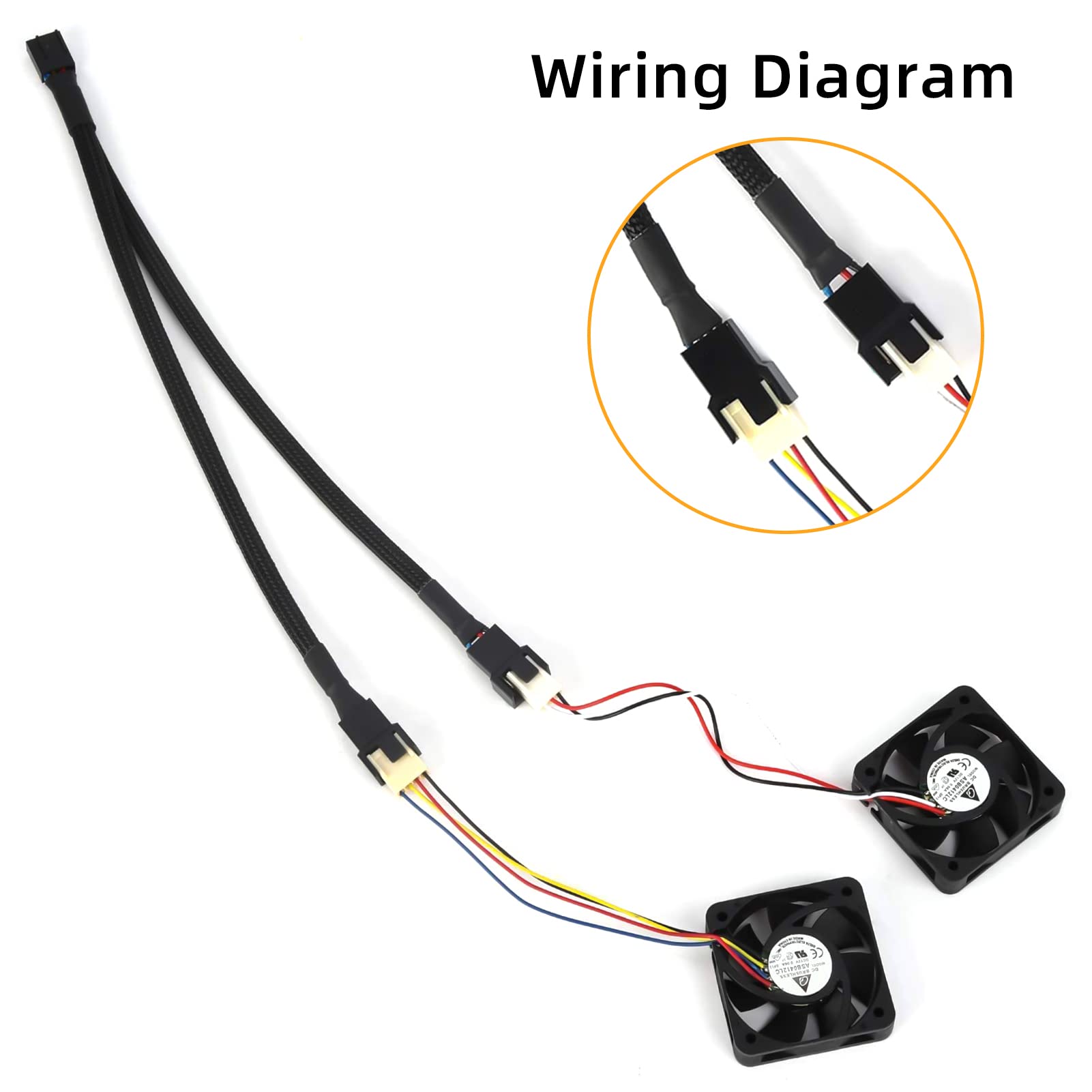nutjam Black 4 Pin PWM Fan Splitter Cable,1 to 2 Converter, Fan Splitter Adapter for Desktop Computer CPU & Fan (2 Pack)