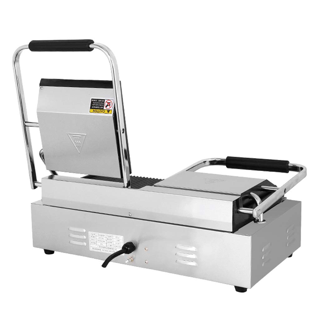 ZXMOTO Commercial Panini Press Sandwich Maker 110V Electric Stainless Steel Sandwich Maker Toaster No-stick Panini Maker with Dual Temperature Control for Hamburgers Sandwich Steaks, 122-572℉