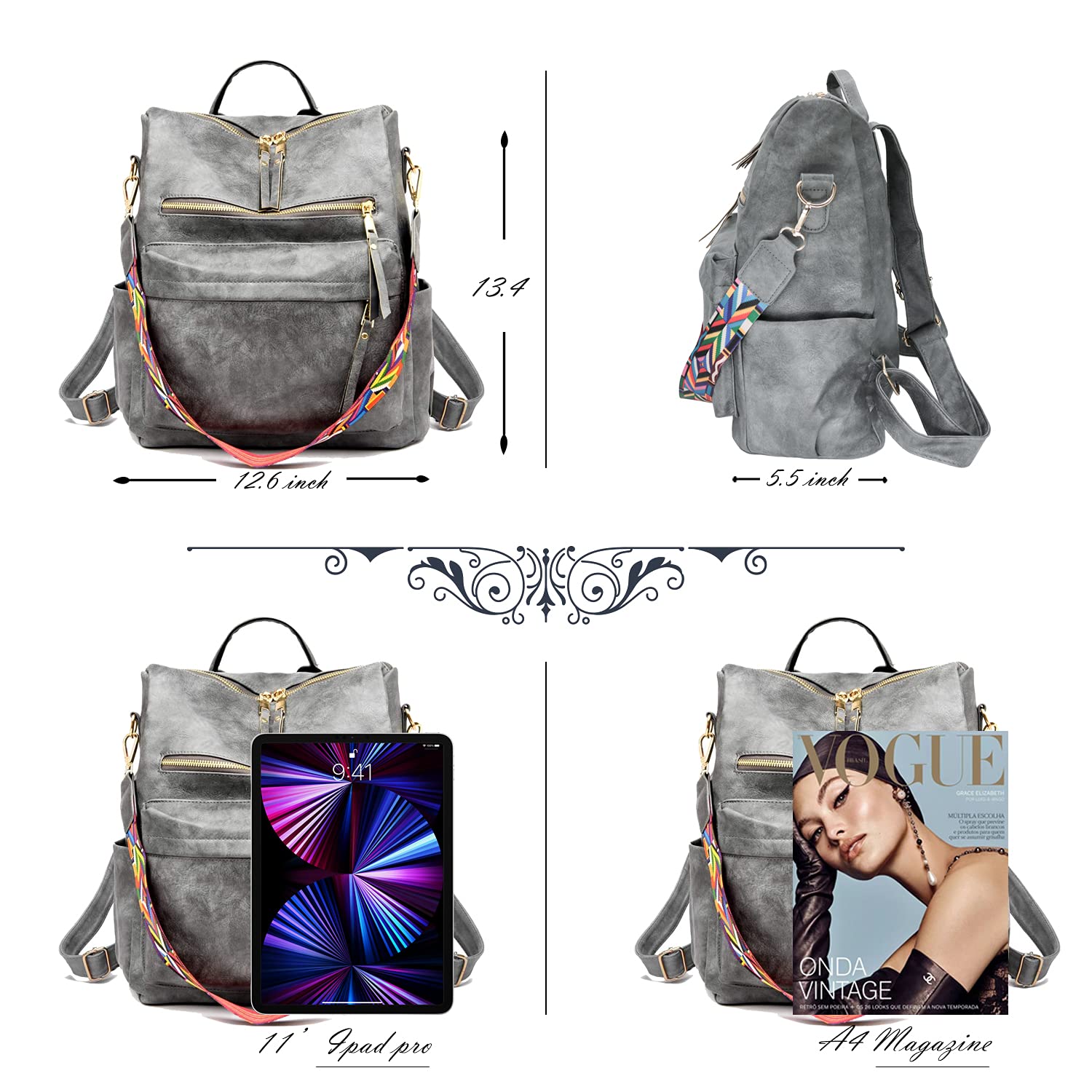 EHLJVZ Women Backpack Leather Purse Shoulder Bags Ladies Large Handbag