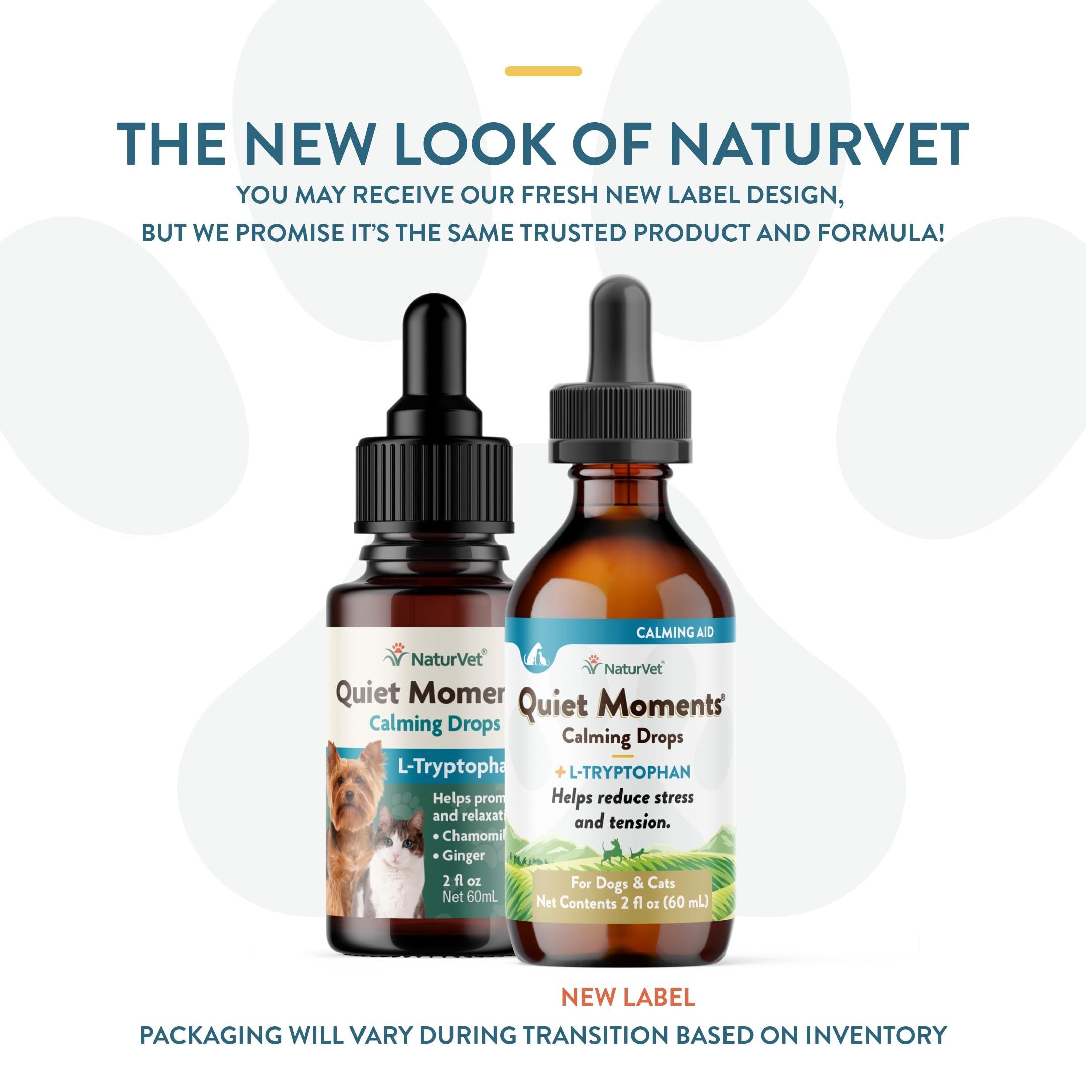 NaturVet Quiet Moments Calming Drops for Cats & Dogs β Helps Reduce Pet Stress, Promotes Relaxation β Dog Supplement, Cat Supplement Includes L-Tryptophan, Ginger, Chamomile β 2 Oz.