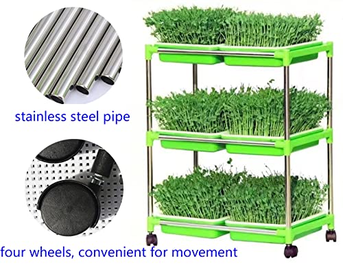 JMESTOHP 3 Layers Seed Sprouting Kit for Seed Sprouter Tray BPA Free for Alfalfa Sprouts Wheatgrass Grower Sprouting, Stainless Steel Shelf for Seed Sprouting Tray