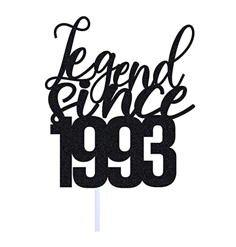 Legend Since 1993 Cake Topper for 30th Men and Women Birthday Party ，Funny 30 and Fabulous Decoration，Handmade （Black）
