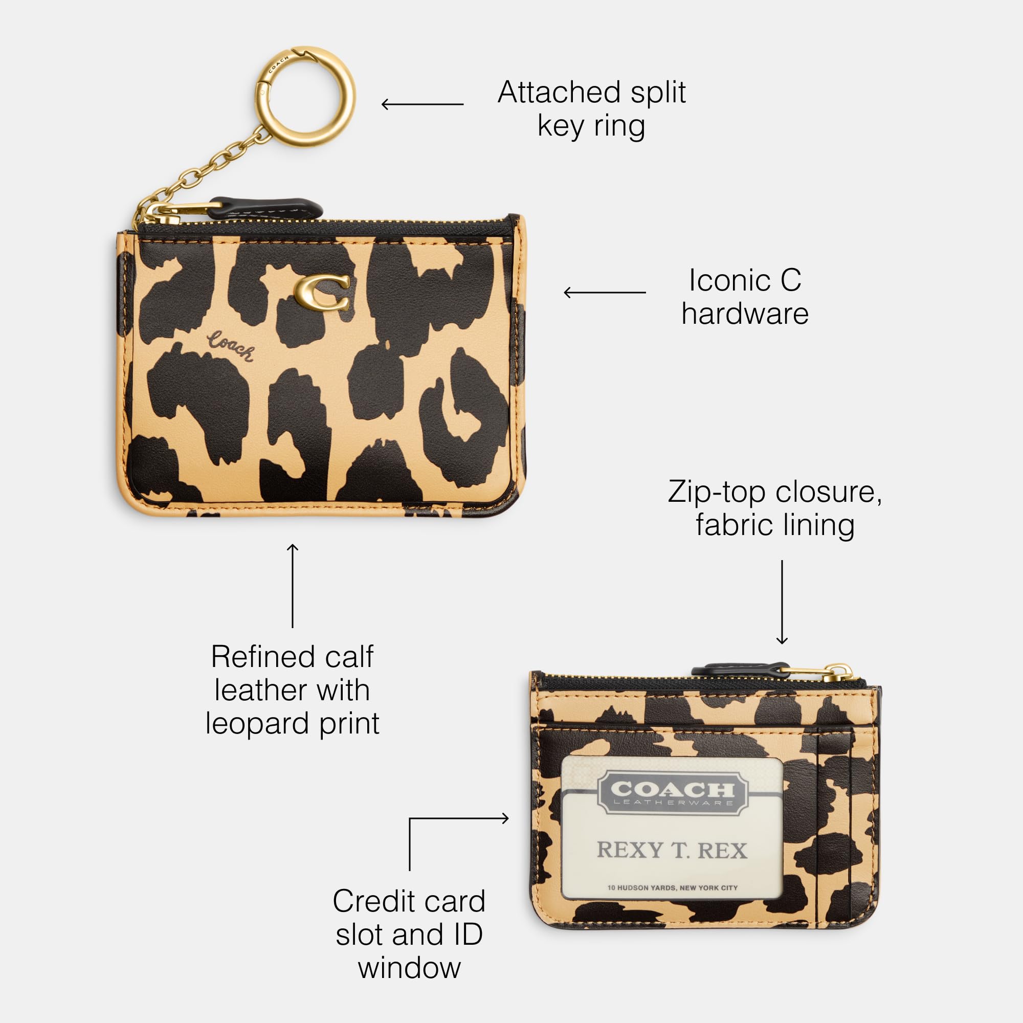 Coach Women's Leopard Printed Leather Mini ID Skinny, One Size