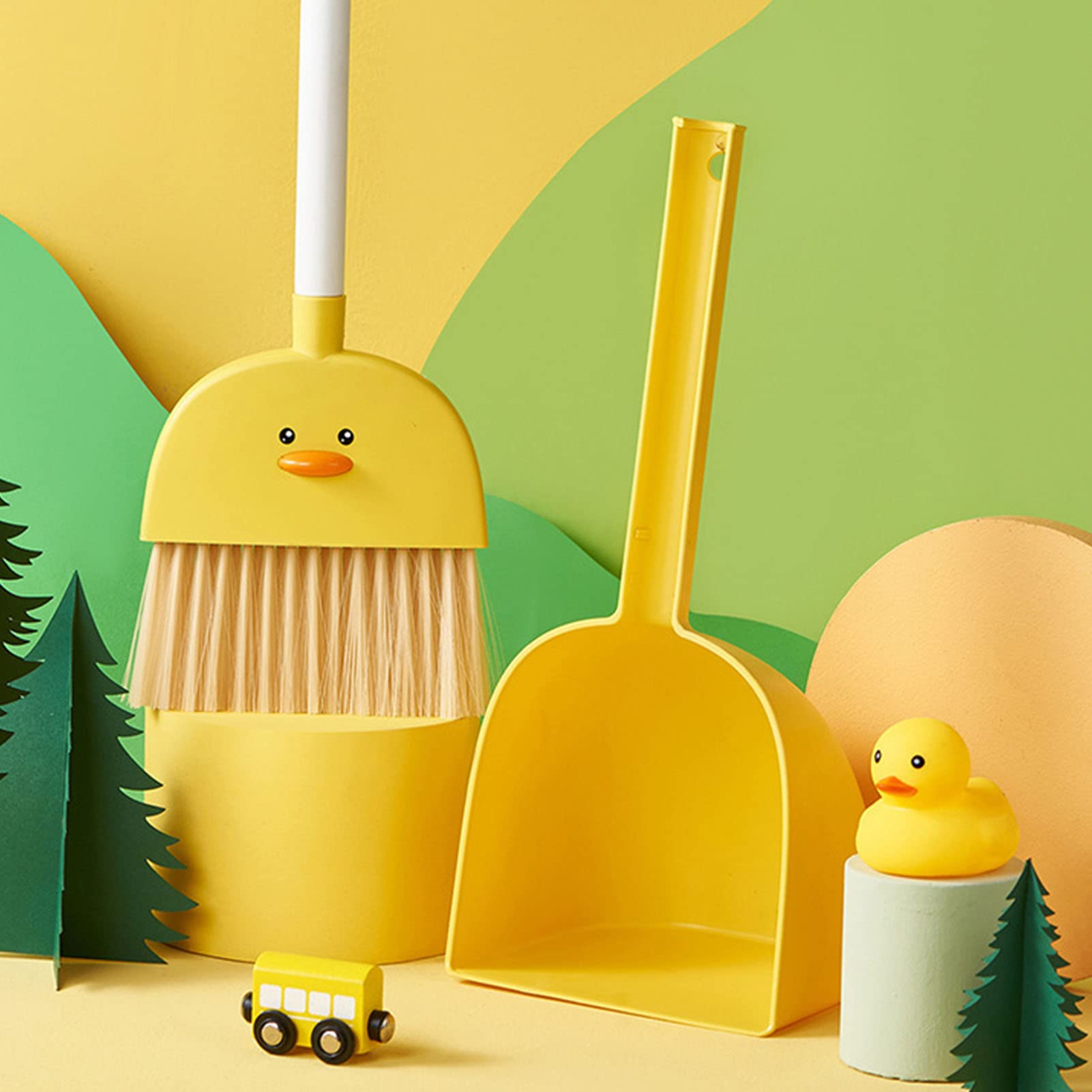 Kids Cute Cartoon Mini Broom Dustpan Set Children Home Sweep Toys PP PET Material