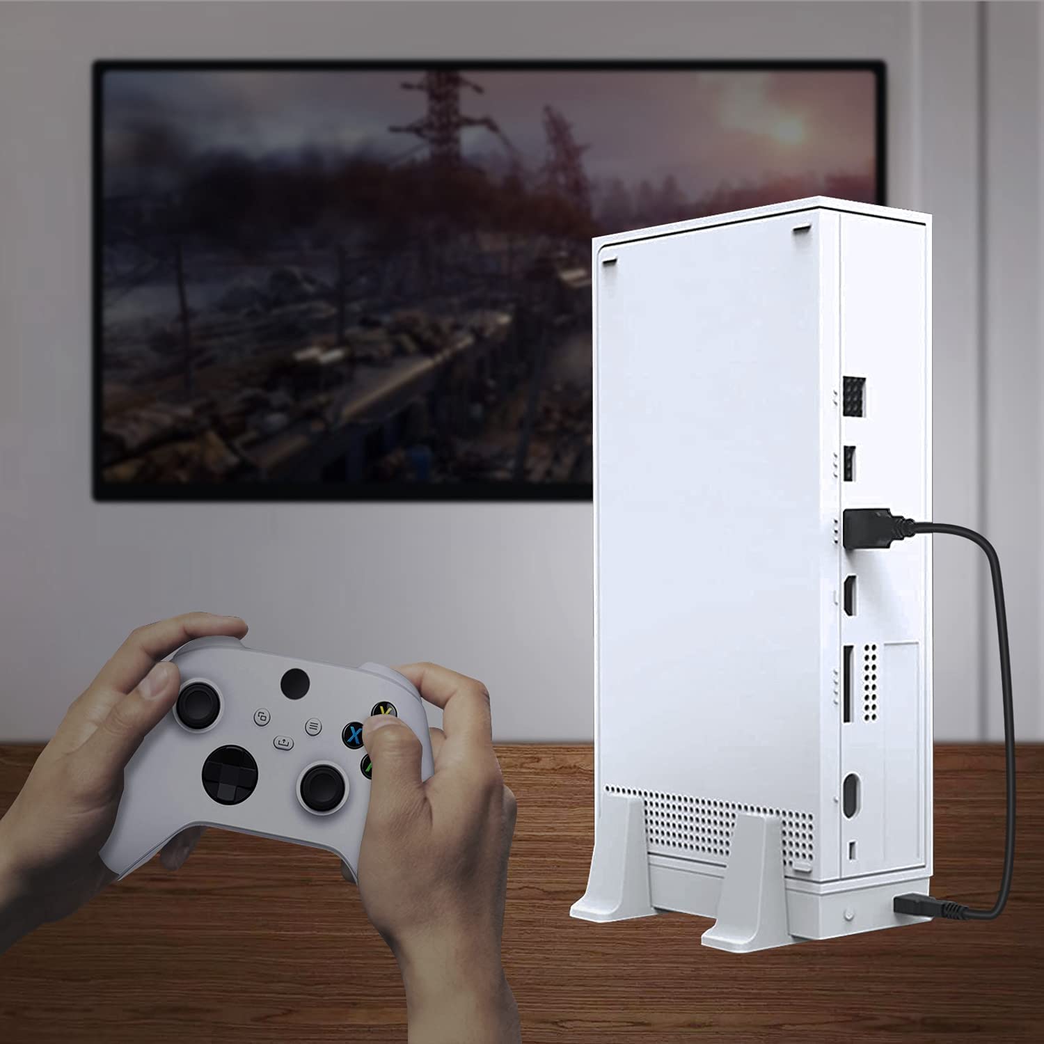 Cooling Fan Stand for Xbox Series S Console, arVin Vertical Stand Dual Purpose Cooling Dock with 2 Fast Cooler System, 3 Level Adjustable Speed, 2 Extra USB Ports, 2 Non-Slip Holder & LED Indicator