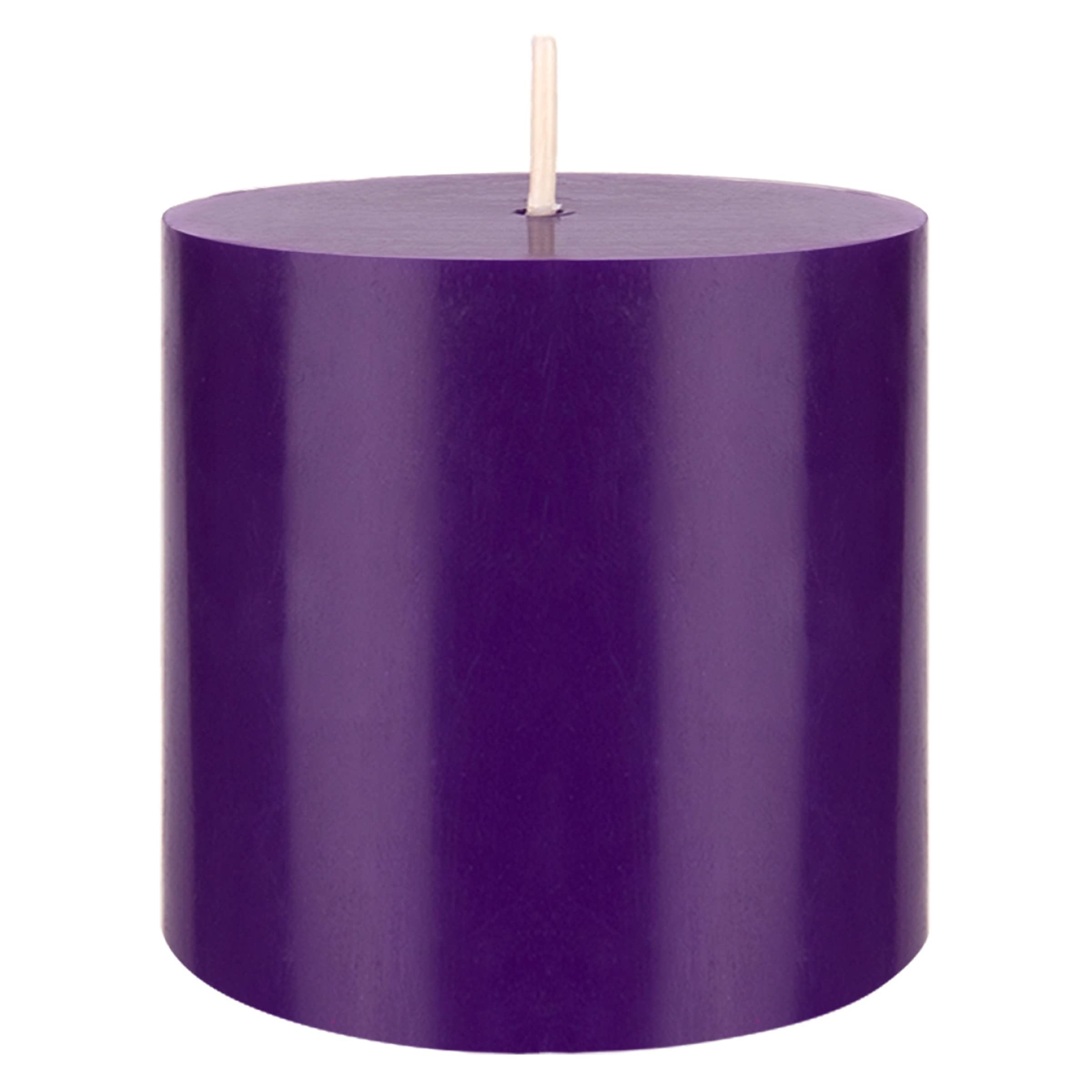 Mega Candles 1 pc Unscented Purple Round Pillar Candle, Hand Poured Premium Wax Candles 3 Inch x 3 Inch, Home Décor, Wedding Receptions, Baby Showers, Birthdays, Celebrations, Party Favors & More