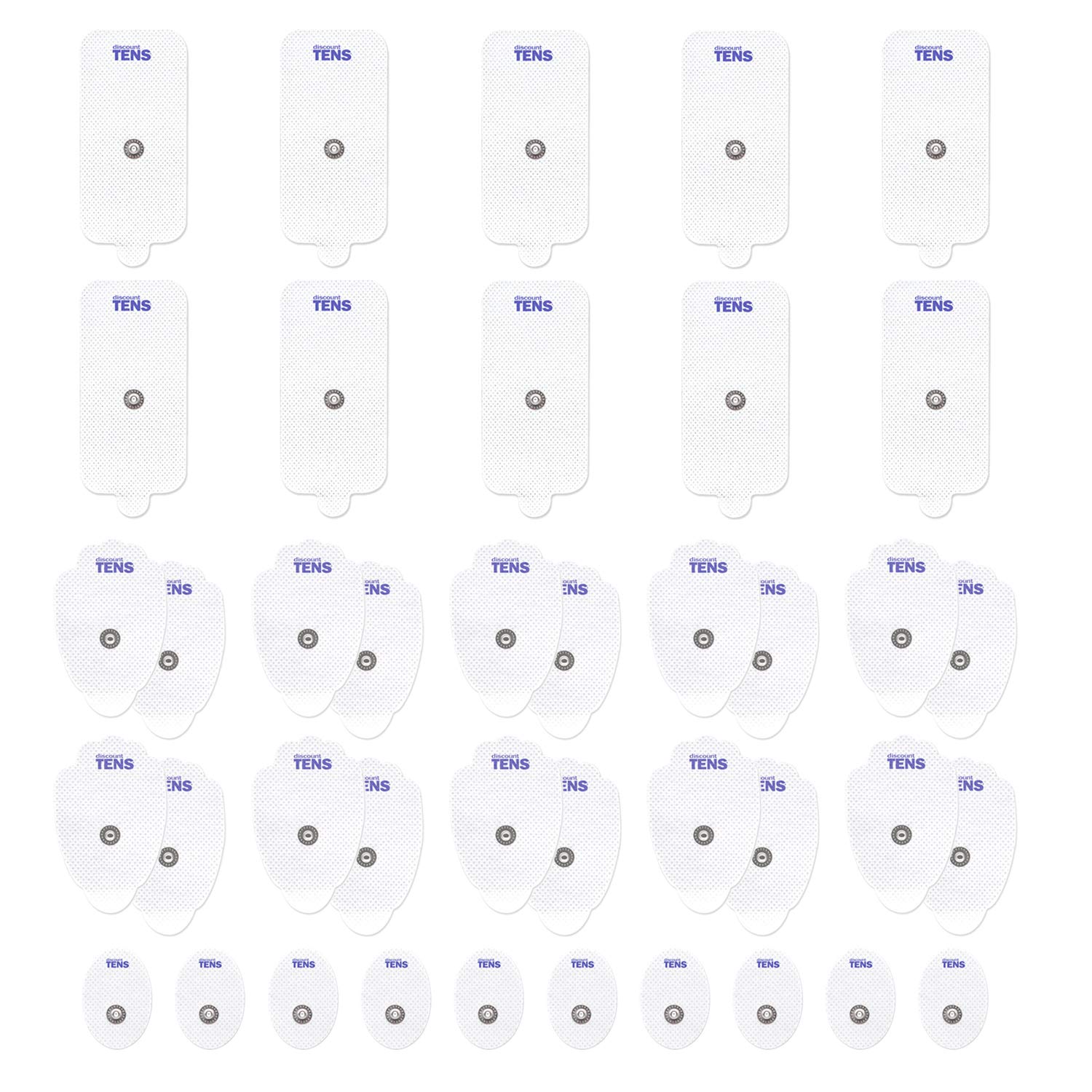 Premium Quality TENS Electrodes, 40 Pack Assortment with Small, Large and XL TENS Replacement Electrode Pads for TENS Units, Discount TENS Brand (Deluxe, 40 Pack)