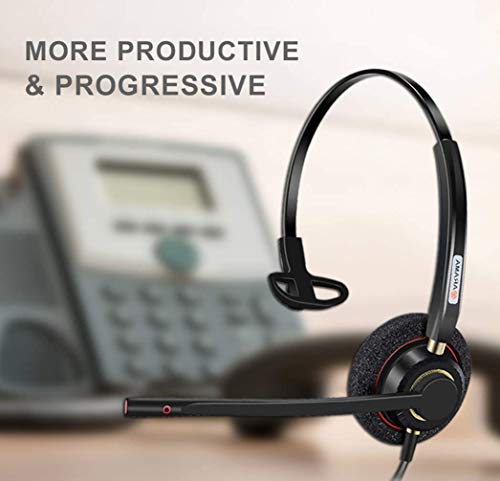 Phone Headset with Microphone Noise Cancelling, 2.5mm Telephone Headset for Cordless Phones Panasonic AT&T Vtech Uniden Cisco SPA Grandstream Polycom Clarity XLC3.4 Office IP
