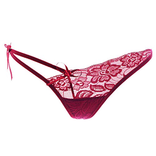 Toxz Womens Sexy Lace Thongs G-String,Sheer Perspective Satin Enticing Floral Embroidered,Lace V-String Briefs Panties Lingerie Underwear