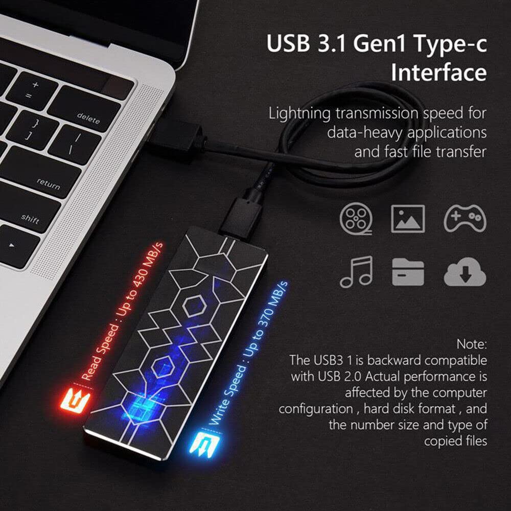 External Hard Drive 2TB, External Solid State Portable SSD Drive Mobile SSD External Drive USB 3.1/USB-C High Speed for Desktop & Laptop,Windows PC,Mac,Linux-Black