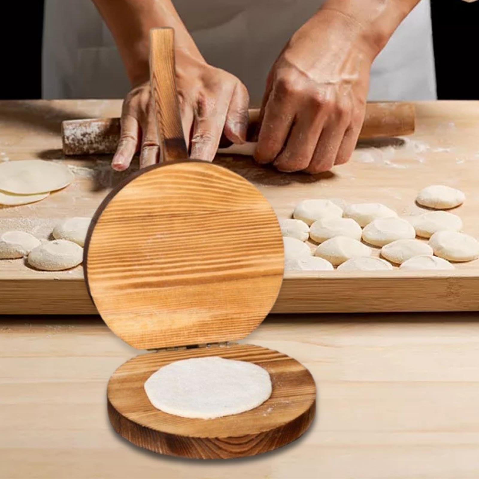 KLKCMS Wooden Tortilla Press Maker Mexican Tortillera Presser Ergonomic Multifunctional Dough Presser for Ravioli Tortillas Pancakes