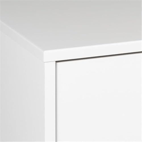 Prepac 4-Drawer Floating Dresser for Bedroom, Modern Dresser Chest of Drawers with Brushed Brass Knobs 16" D x 42.25" W x 17.25" H, White, WDBW-1412-1