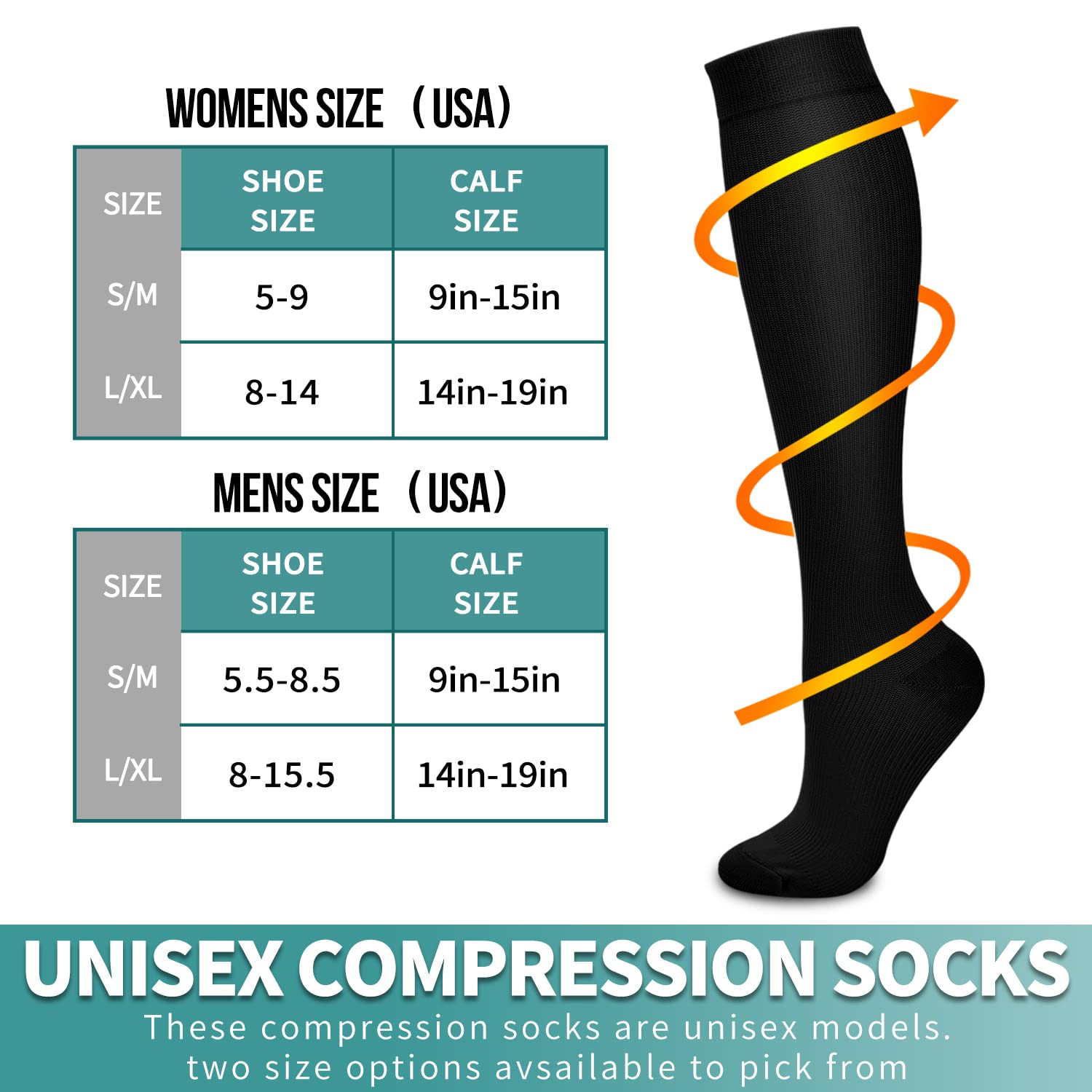 COOLOVER Compression Socks for Women and Men Circulation(3 Pairs)-Best Support for Running, Athletic, Nursing, Travel